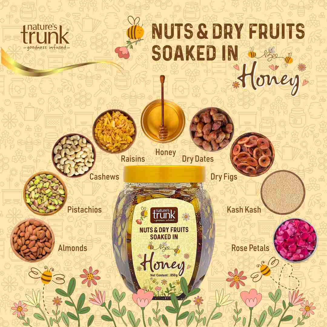 Tasty Dry Fruits & Nuts Soaked In Pure Honey - Nature's Trunk